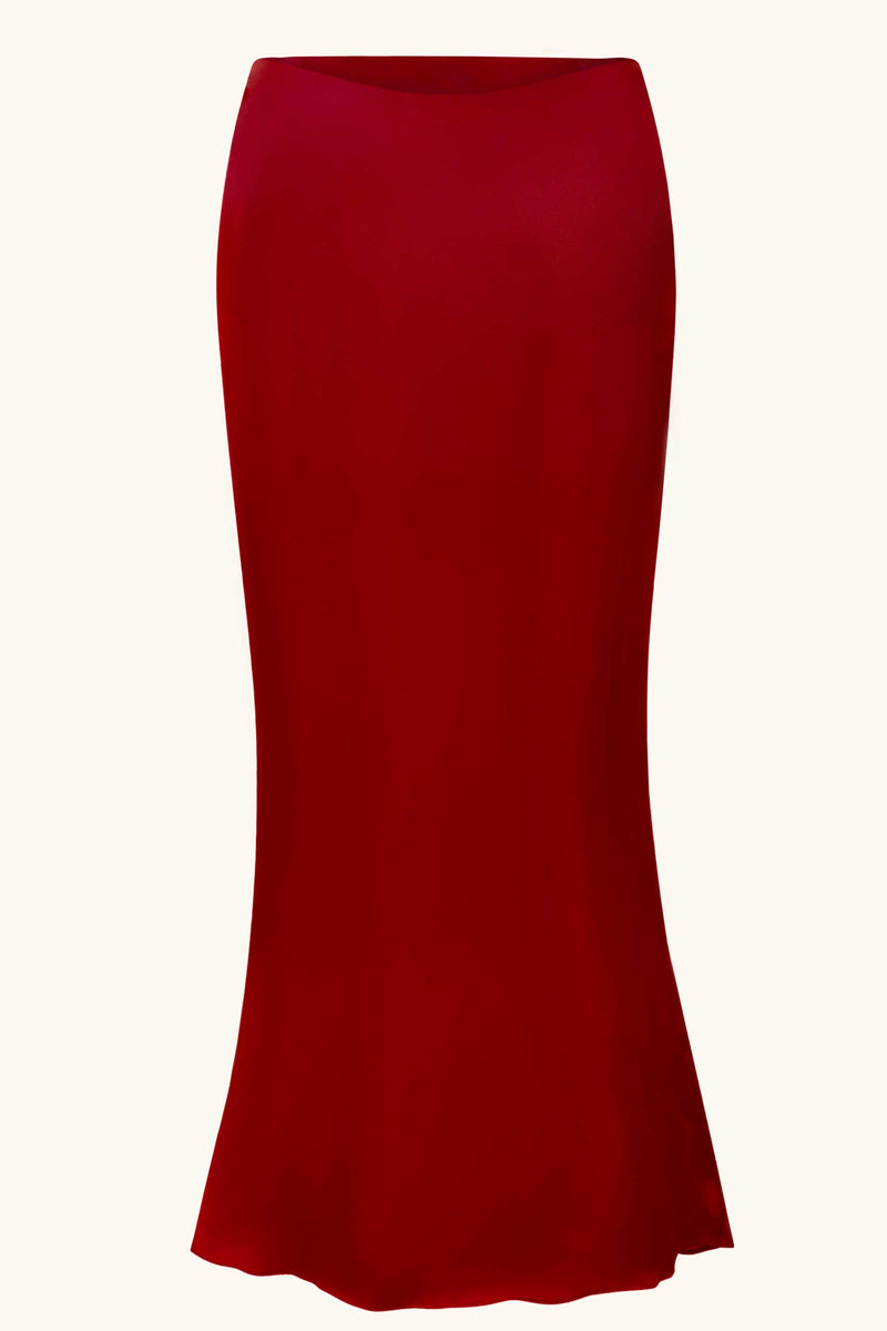 Allura Maxi Skirt ~ Cherry Red Silk – Idáh